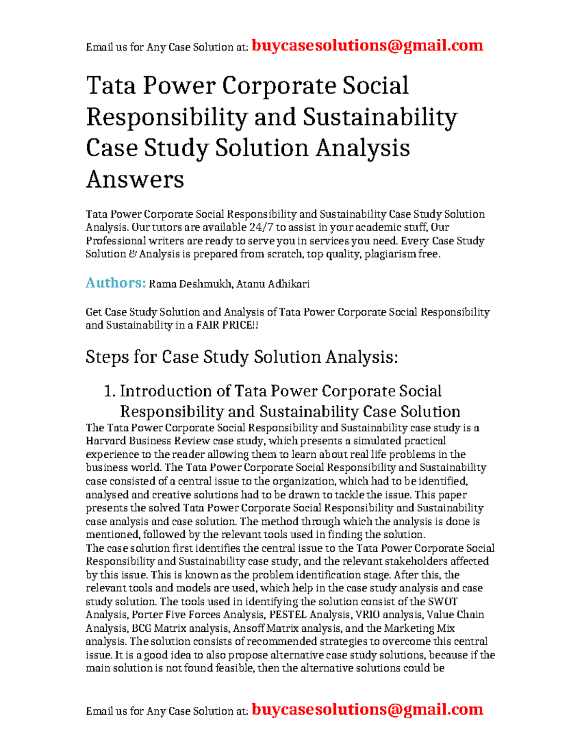 Case Solution Tata Power Corporate Social Responsibility and ...