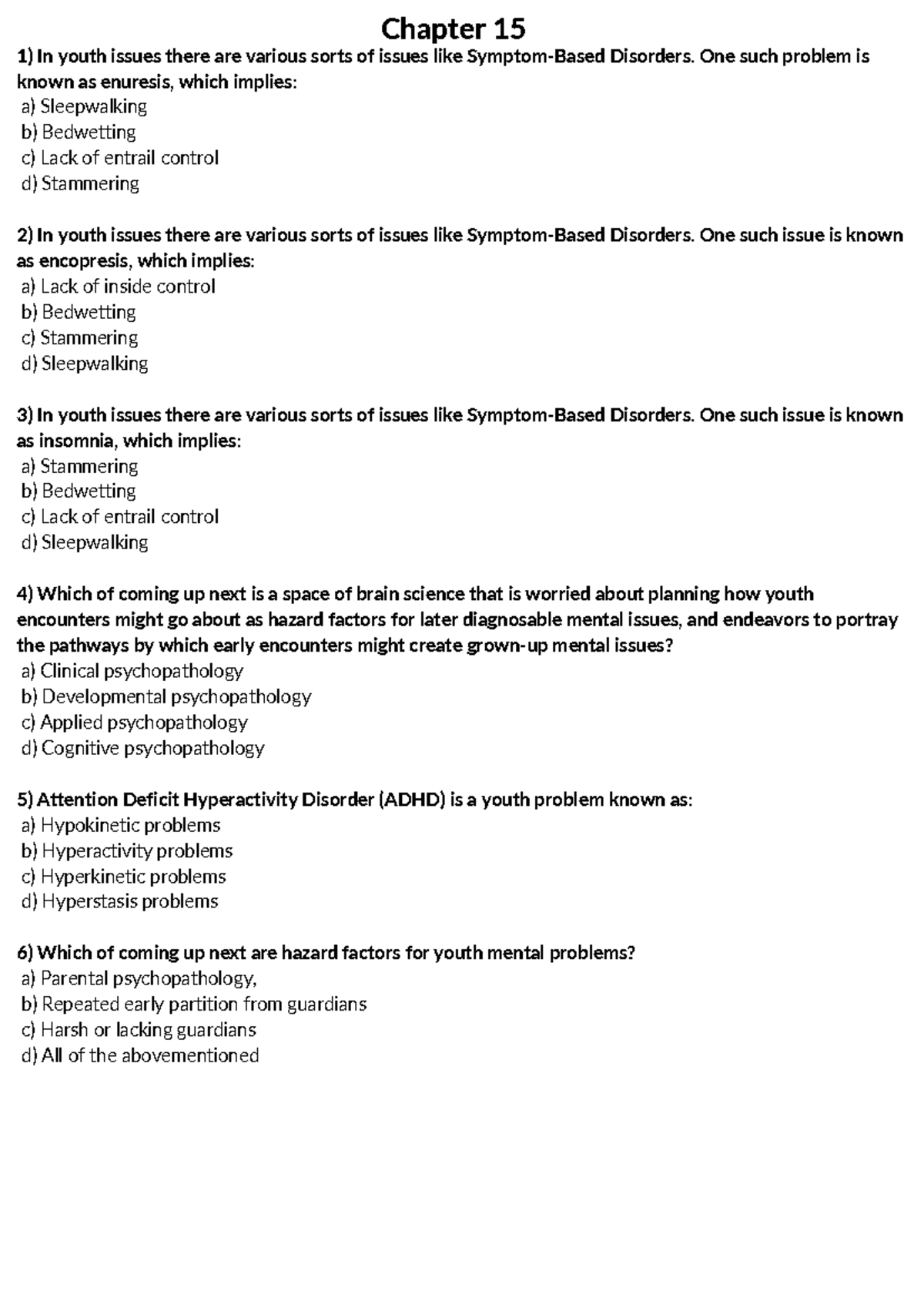 Chapter 15 - These are my practice quizzes for clinical psychology ...