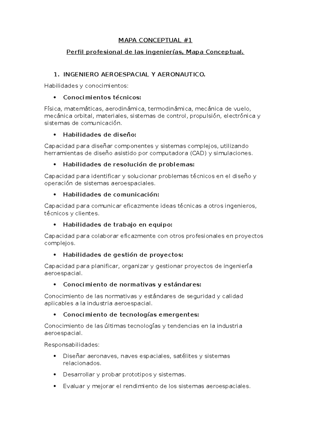 MAPA CONCEPTUAL U3A6: Perfil Profesional de Ingenierías - Studocu