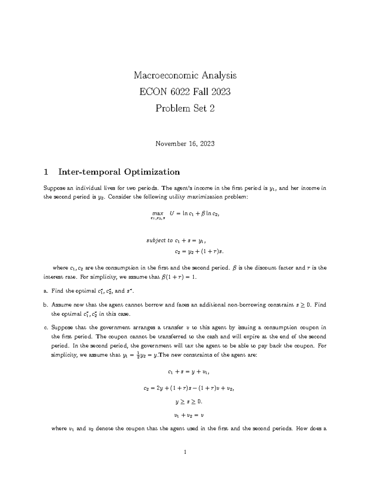 2023 ECON 6022 PS2 Assignment - Macroeconomic Analysis Insights - Studocu