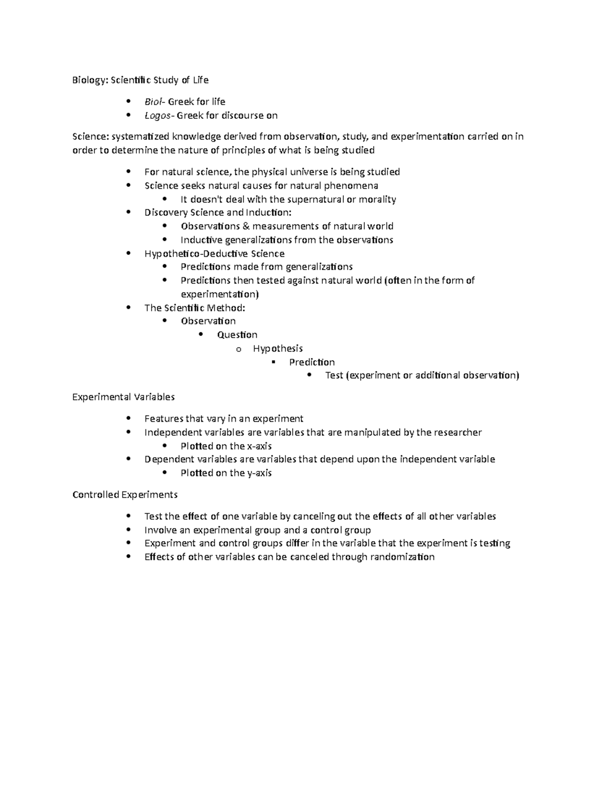 Biol 101: Introduction to Scientific Method and Experimental Variables ...