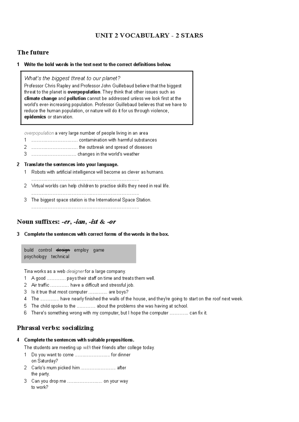 Vocabulary Unit 2: 2 Stars - Key Terms and Definitions - Studocu