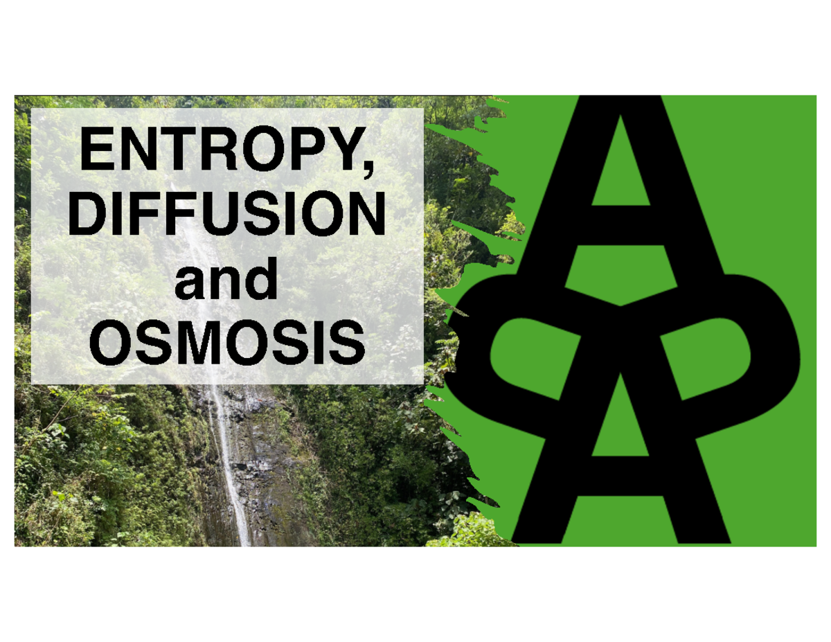 Entropy, Diffusion, and Osmosis Concepts in Thermodynamics - ENTROPY ...