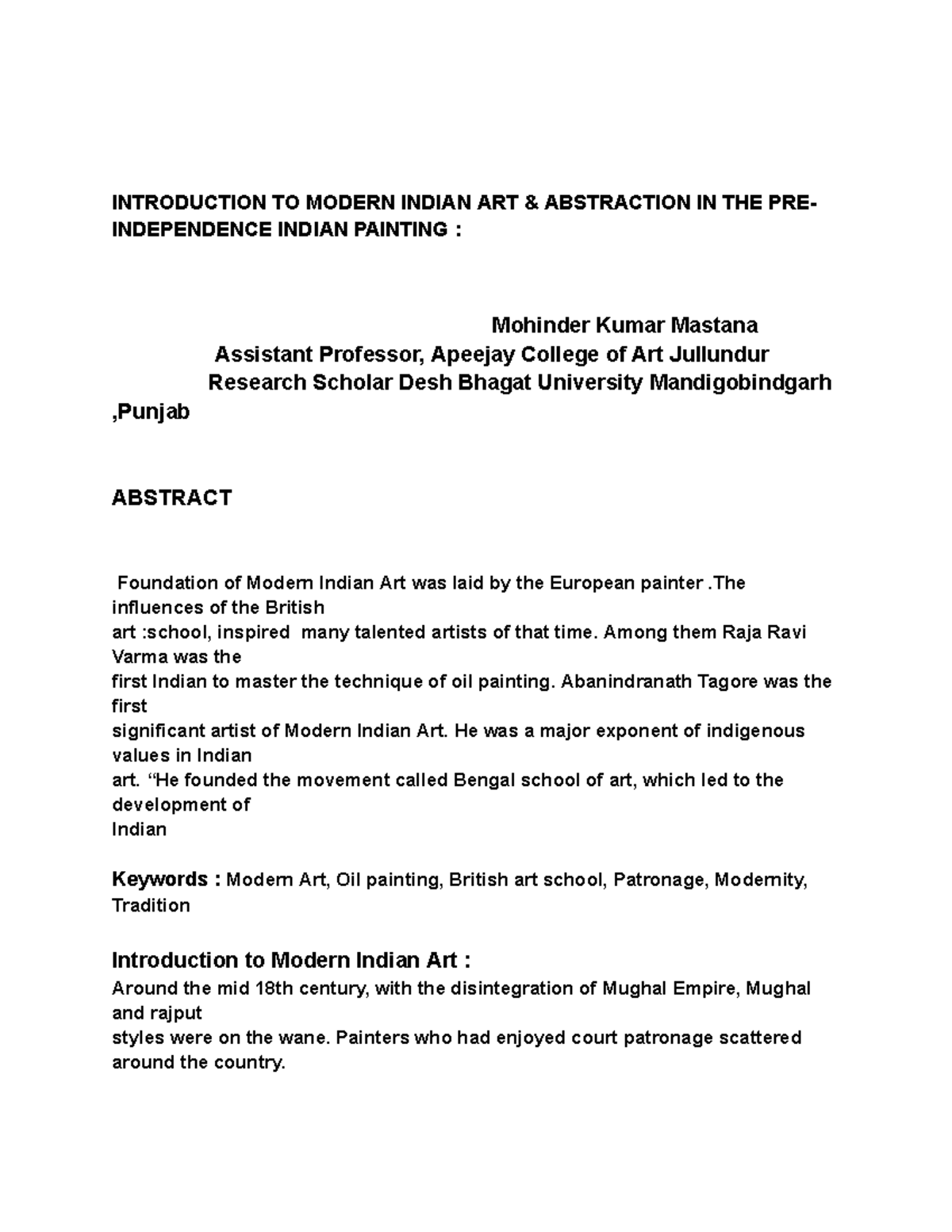 IAF 897: Insights into Modern Indian Art & Abstraction Pre-Independence ...