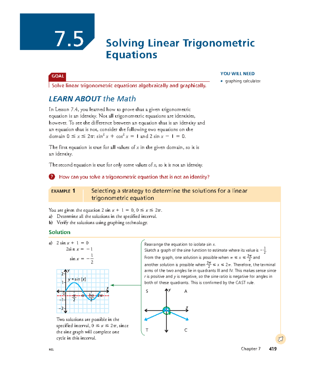 7.5 Solving Linear Trigonometric Equations: Homework Guide - Studocu