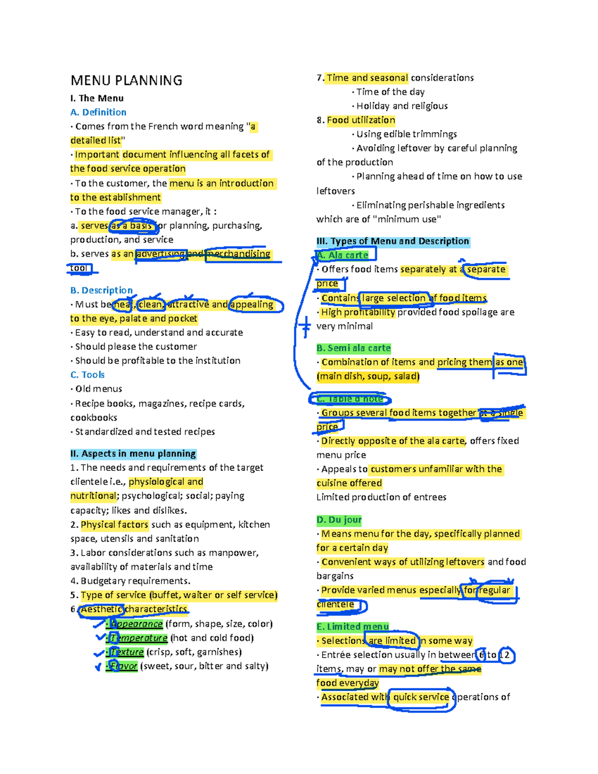 Culinary Nutrition: Menu Planning Strategies and Considerations - Studocu