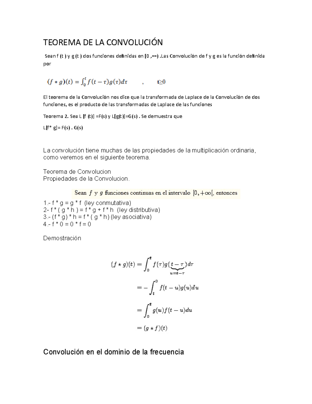Teorema de la Convolución y Transformadas Integrales en Matemáticas ...
