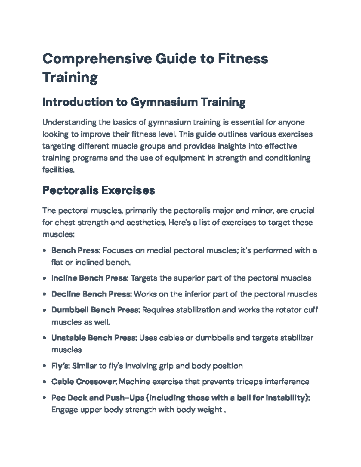 Comprehensive Guide to Gym Training: Exercises and Safety Tips ...