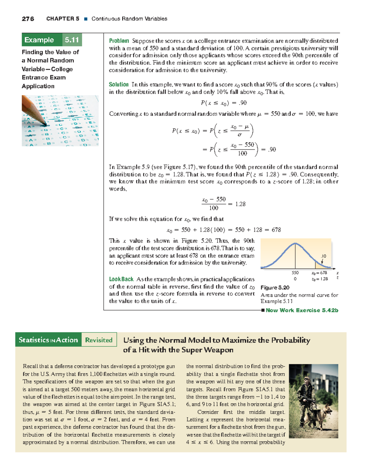 Statistics-93 - 276 CHAPTER 5 Continuous Random Variables Problem Suppose the scores x on a ...