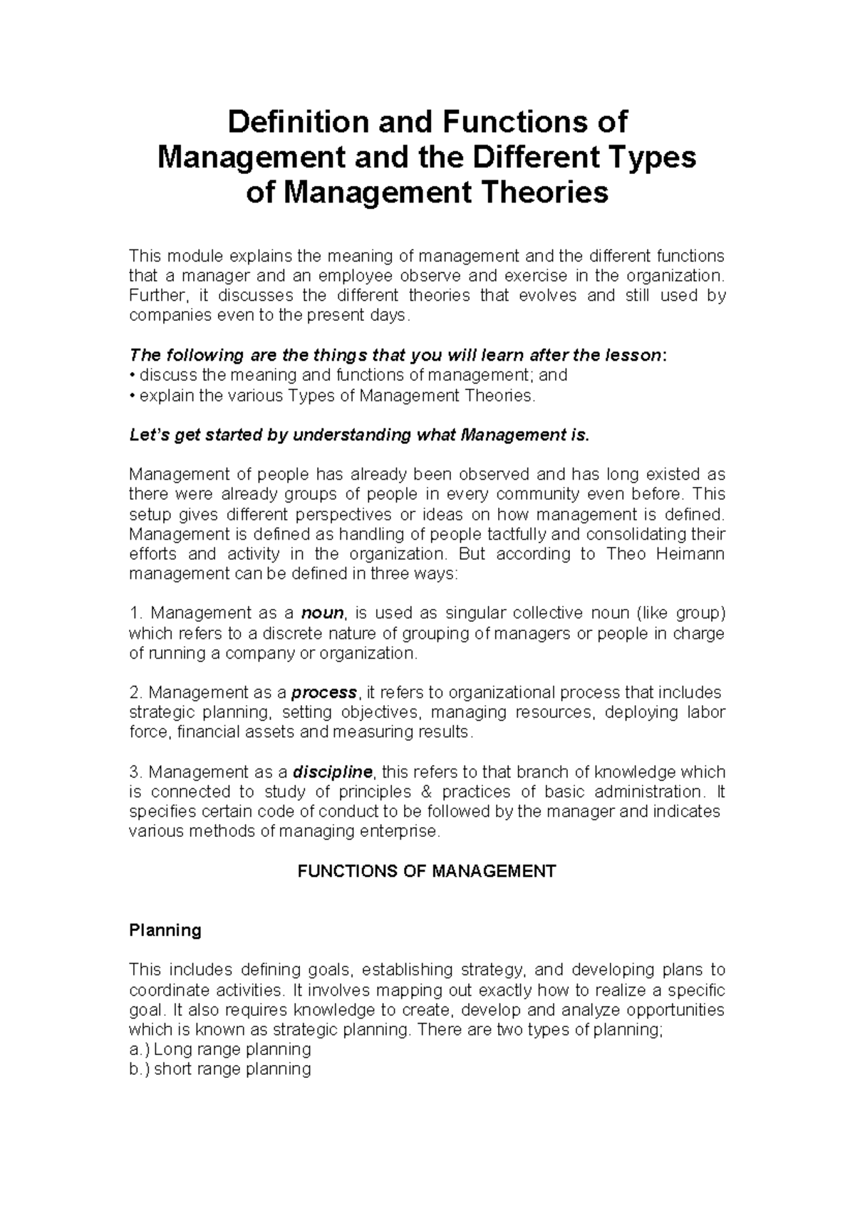 Chapter 1: Understanding Management Definitions & Theories (Mgmt 101) - Studocu