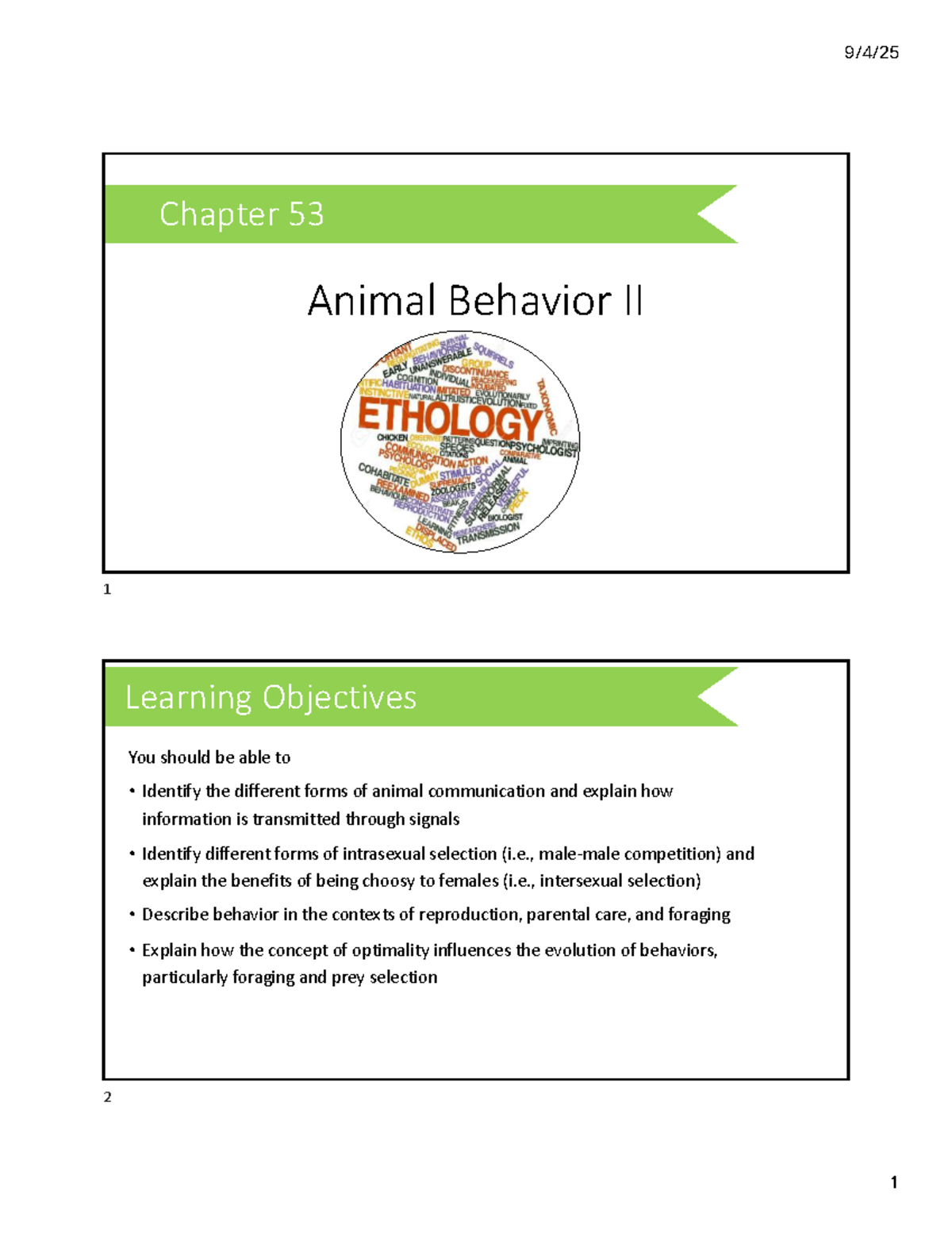 Animal Behavior II (Chapter 53): Communication, Mating, and Foraging ...