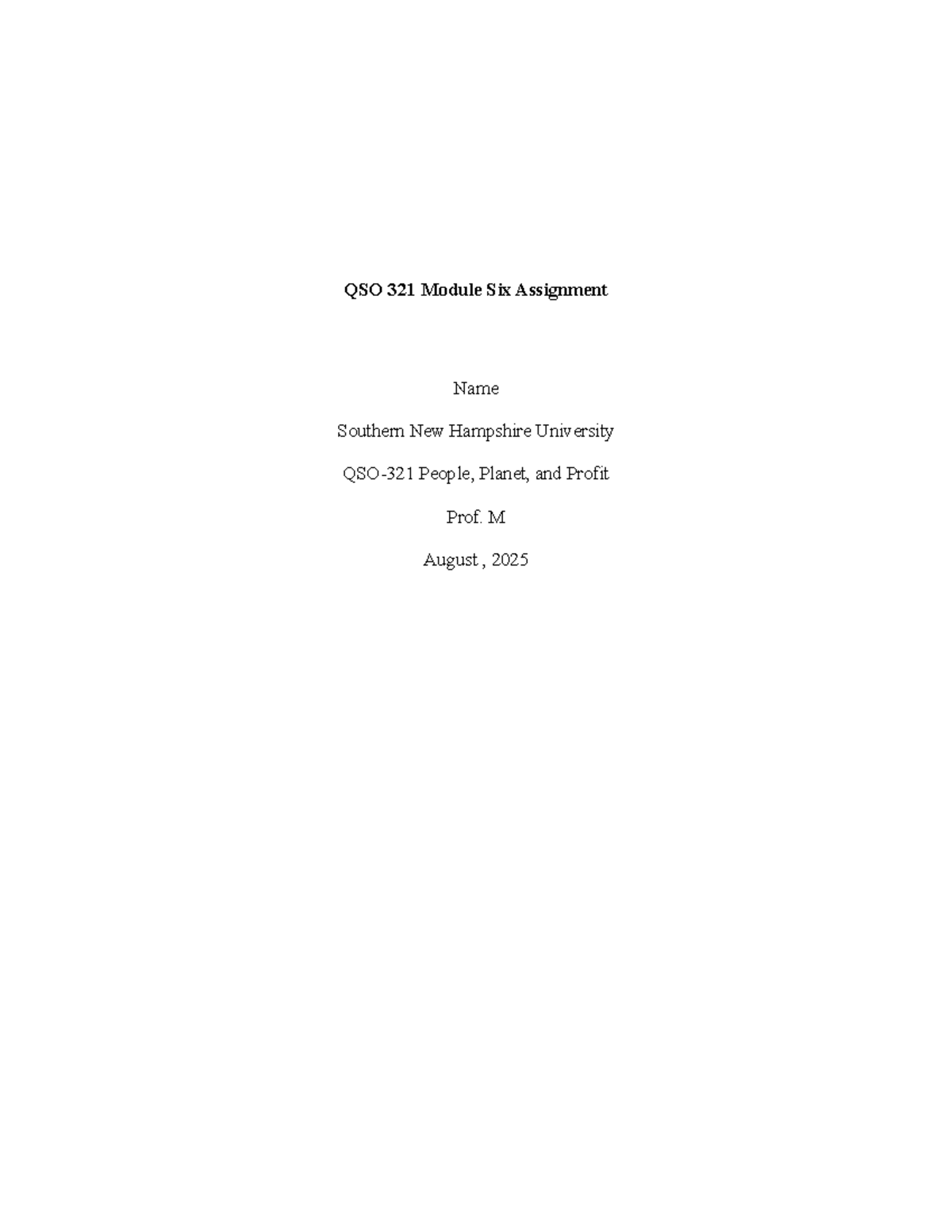 QSO 321 Module 6 Assignment: Enhancing Customer & Business Value - Studocu