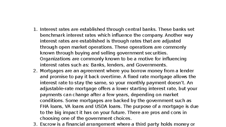 Econ 101: Project Notes on Interest Rates, Mortgages, and Property ...
