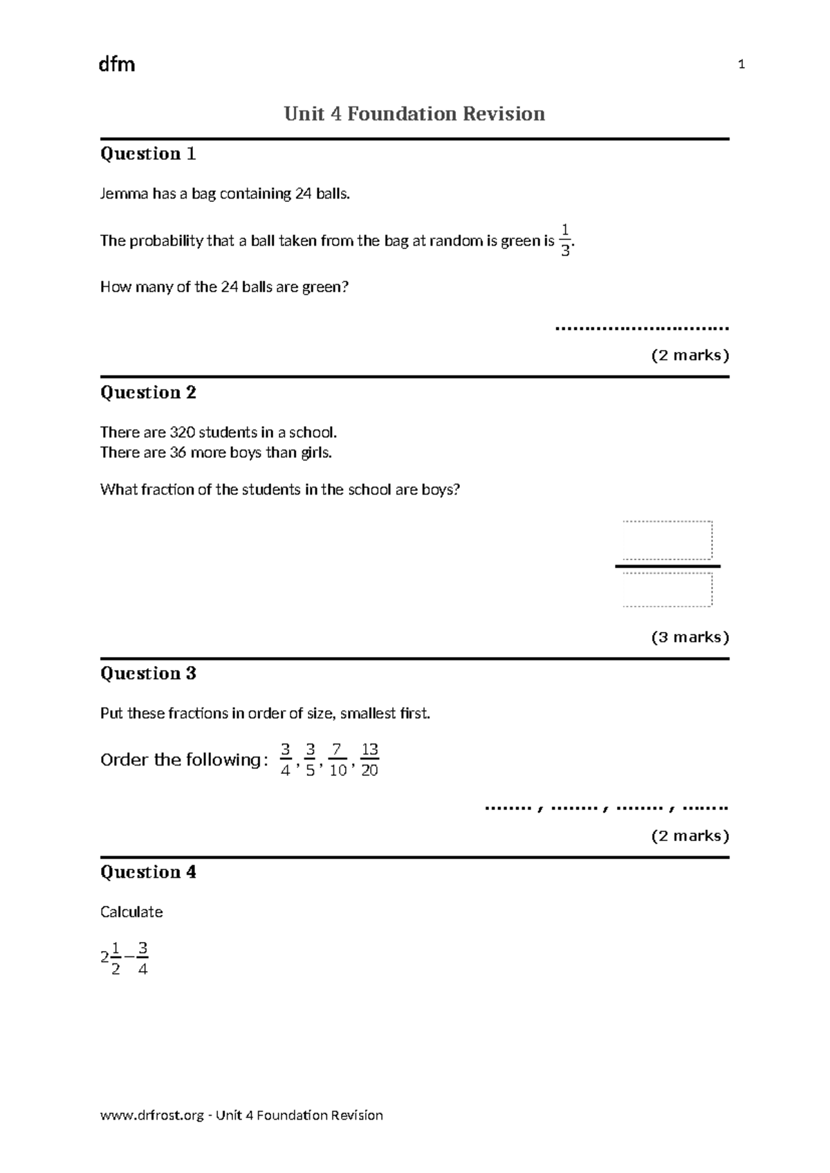 Unit 4 Foundation Revision Questions and Answers - dfm 1 - Studocu