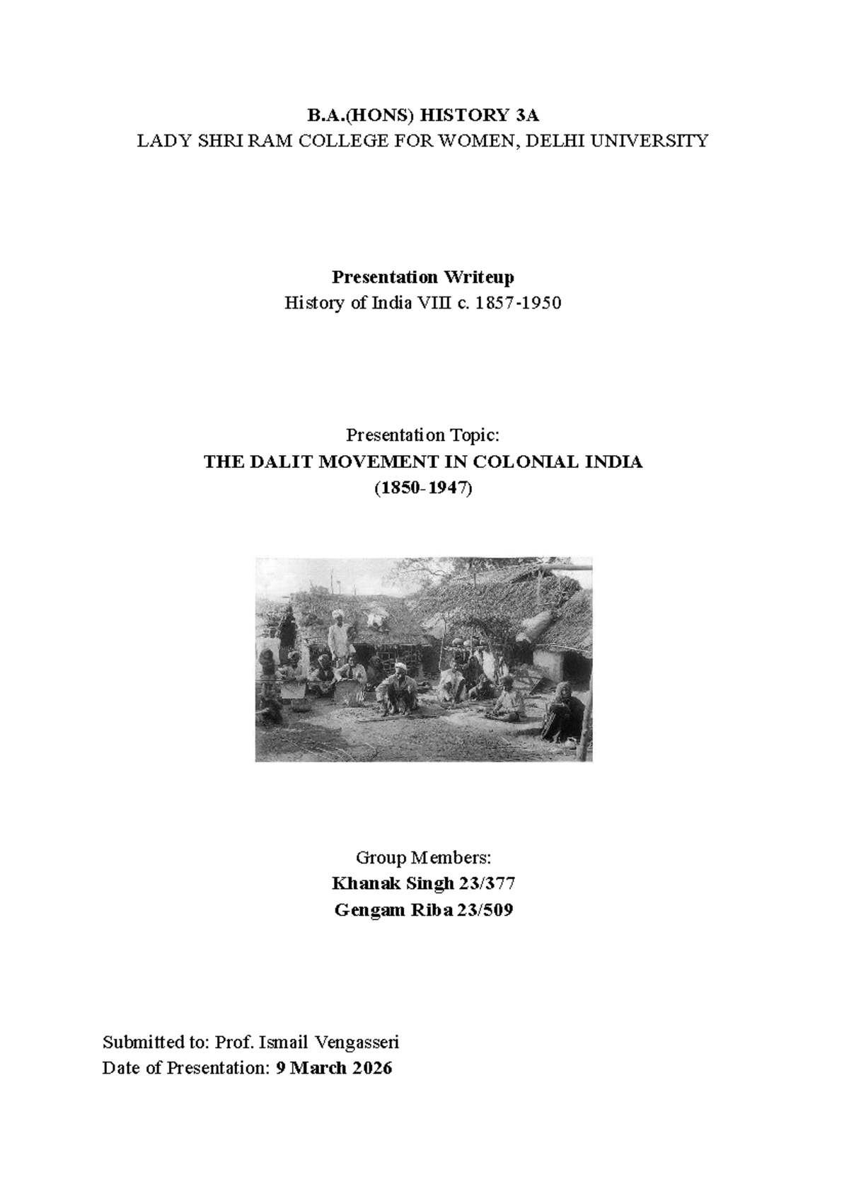 B.A.(HONS) HISTORY: The Dalit Movement in Colonial India Presentation ...