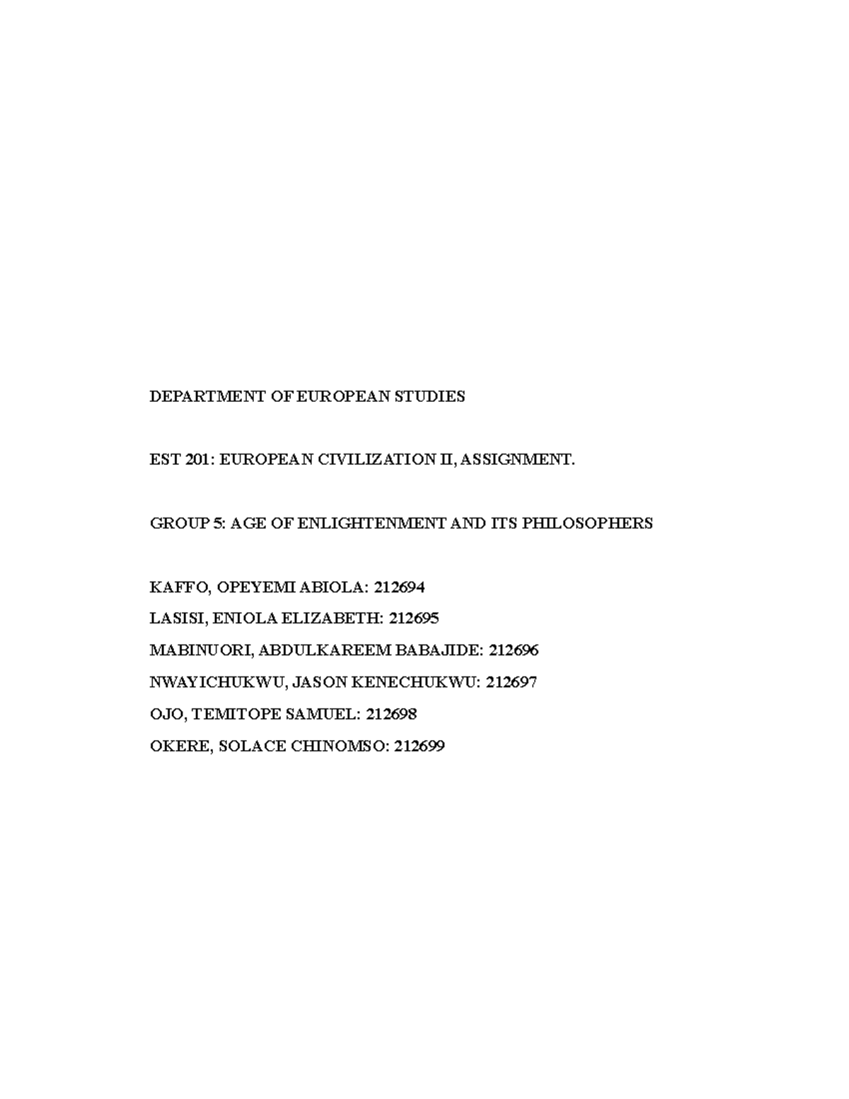 Age of Enlightenment - Clac 202 - DEPARTMENT OF EUROPEAN STUDIES EST ...