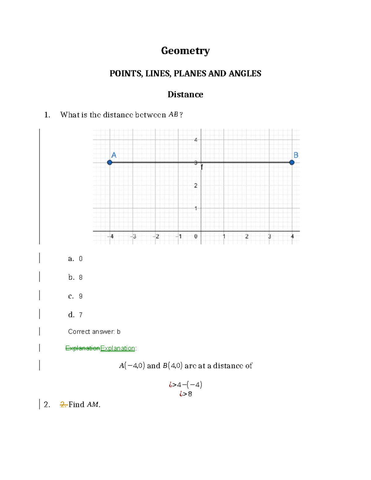 Geometry B.1 Distance: Points, Lines, Planes, and Angles - Studocu
