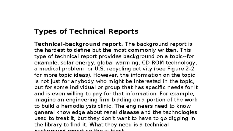 Types of Technical Reports: A Comprehensive Overview - Studocu