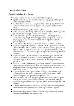 Operations Management - Lecture notes, lectures 1 - 11 - Chapter 1 ...