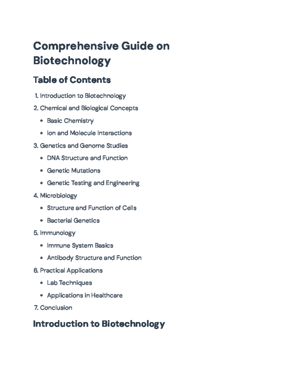 Comprehensive Guide to Biotechnology (BIO 101): Key Concepts ...