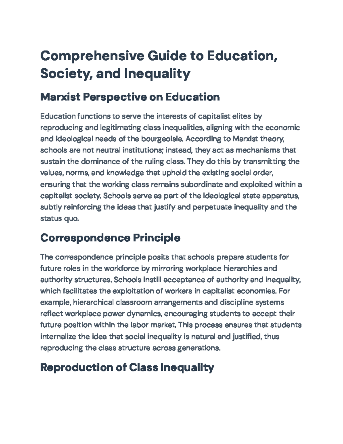 Comprehensive Analysis of Education, Inequality, and Class Dynamics ...
