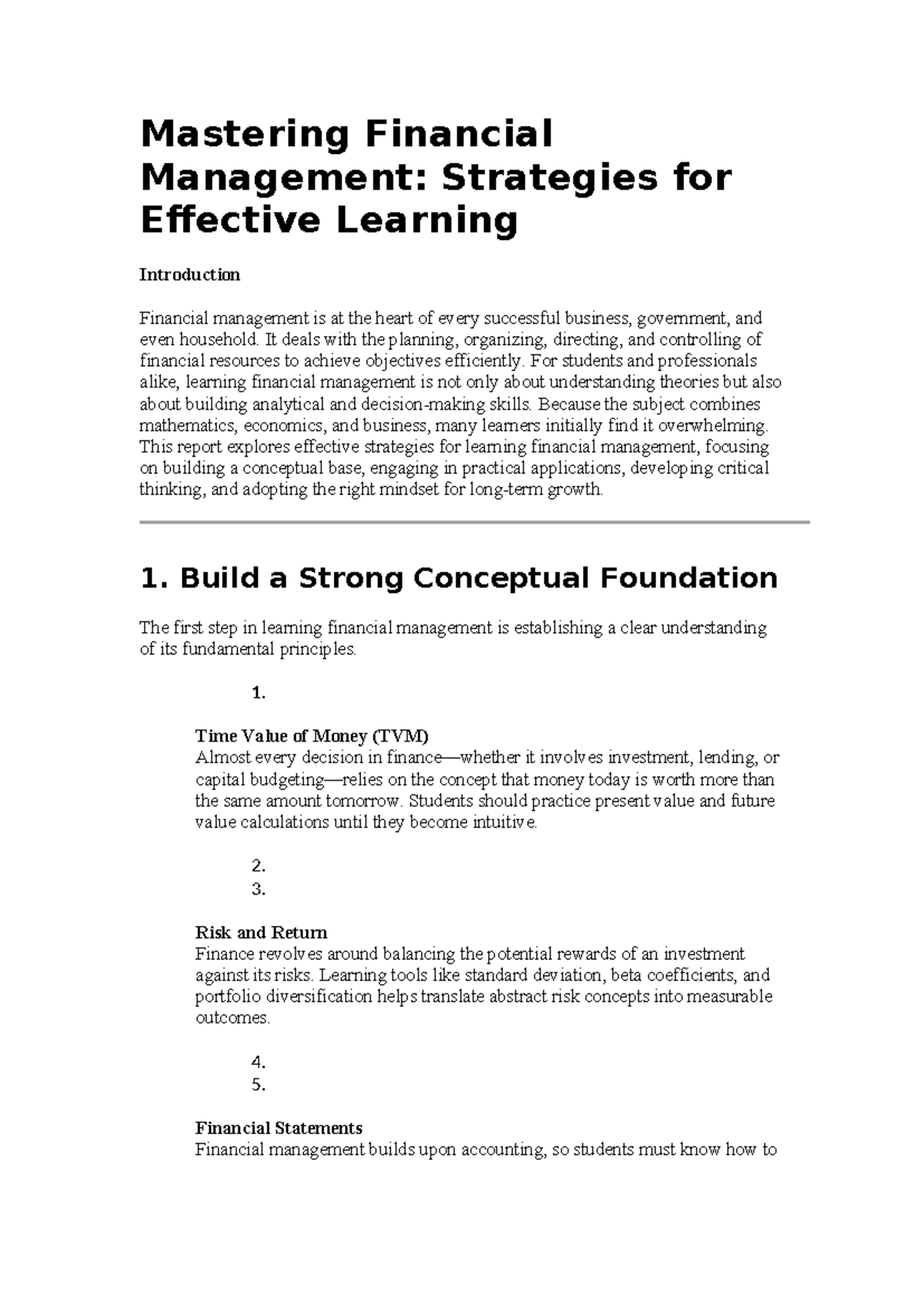 Effective Strategies for Learning Financial Management (FIN 101) - Studocu