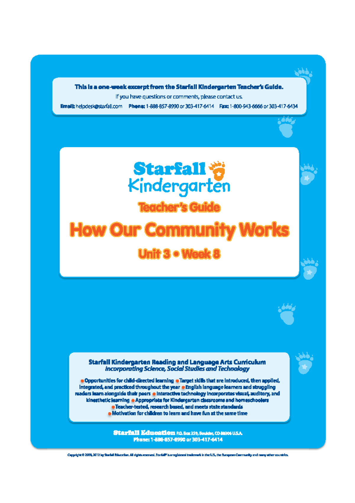 Starfall Kindergarten Curriculum - Unit 3, Week 8 Overview - Studocu