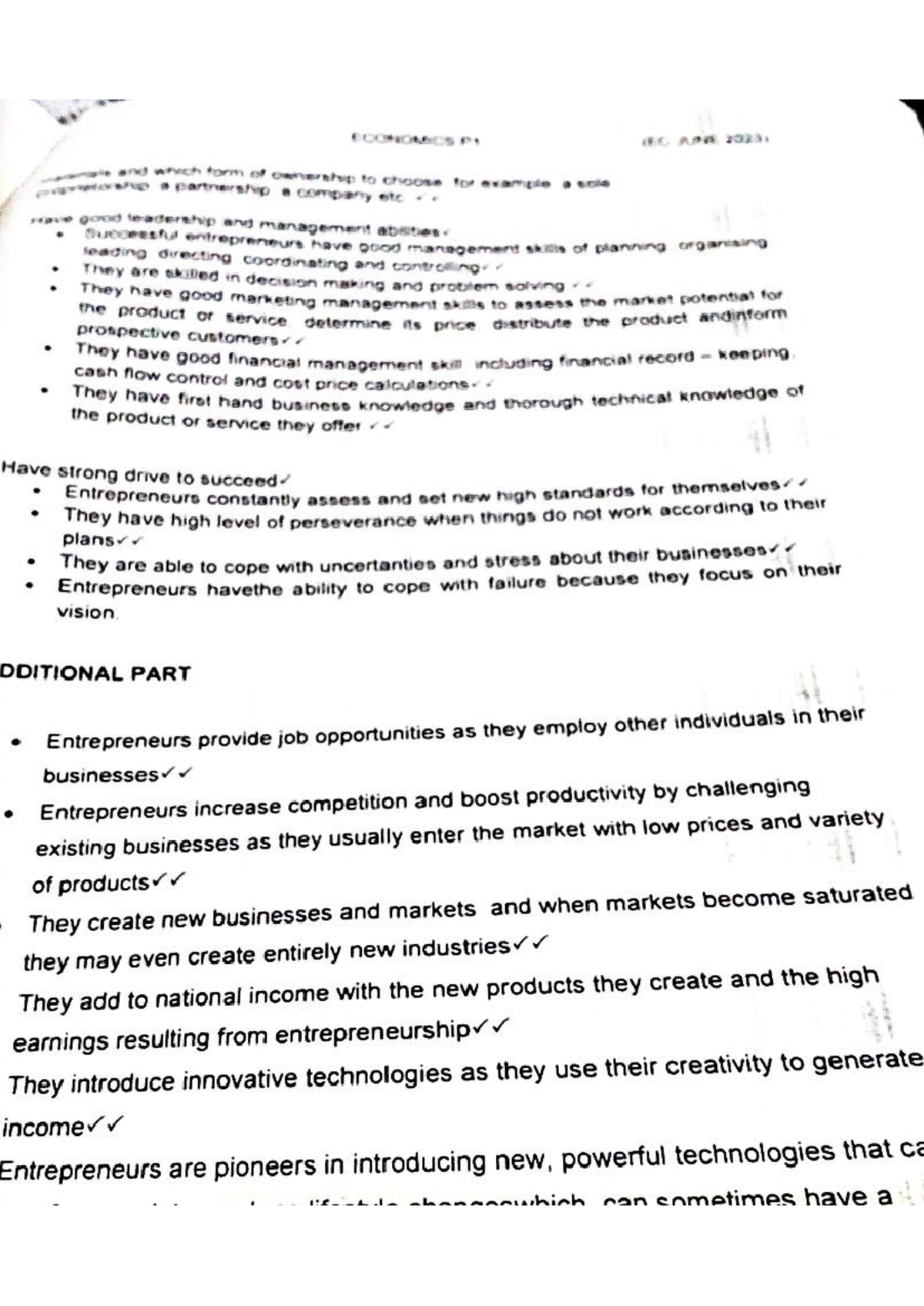 ECON 101: Entrepreneurship and Ownership Types - APR 2023 - Studocu