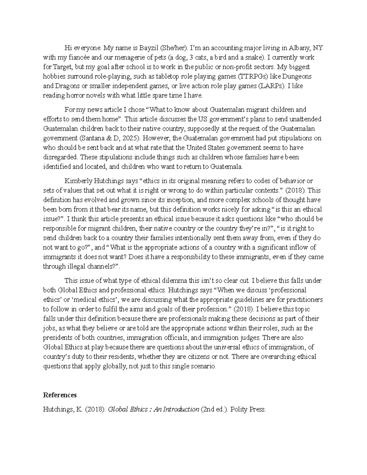 Module 1 Discussion Board: Ethical Issues in Migrant Child Policies ...