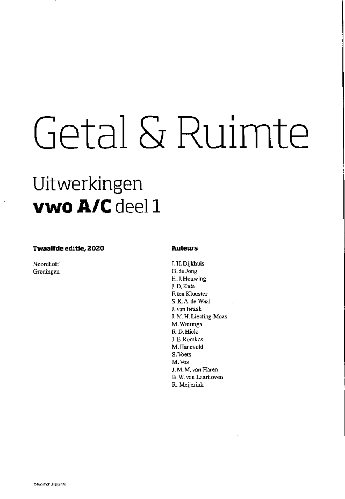 Uitwerkingen Getal Ruimte GR ed12 VWO Deel 1 - Formules en Grafieken ...