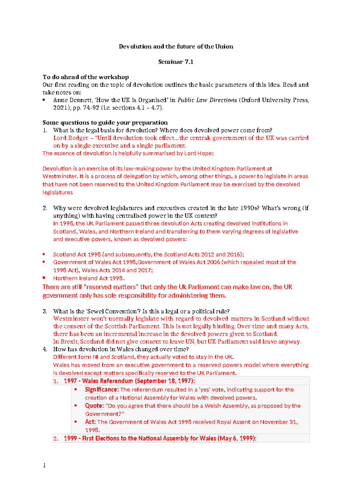 Seminar 7.1 (Devo) - Notes on Devolution and Its Impacts - Studocu