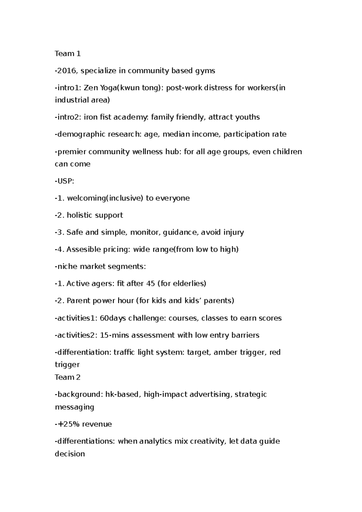 Grp Presentation Feedback Template: Community Gyms & Wellness ...