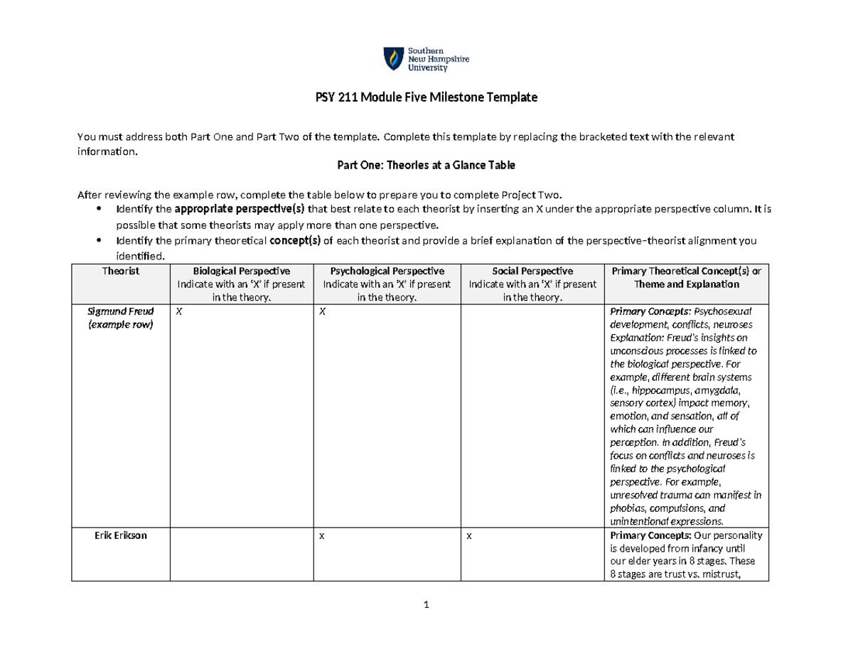 PSY 211 milestone m.5 - module 5 assignment - PSY 211 Module Five ...