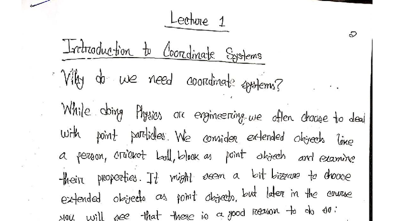 Lecture 1: Introduction to Coordinate Systems (CS 201) - Studocu