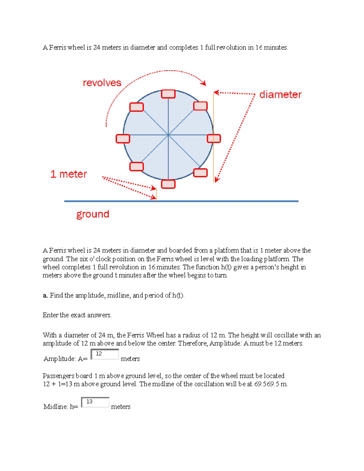 6-1 Discussion: Analyzing Height Function of a Ferris Wheel - Studocu