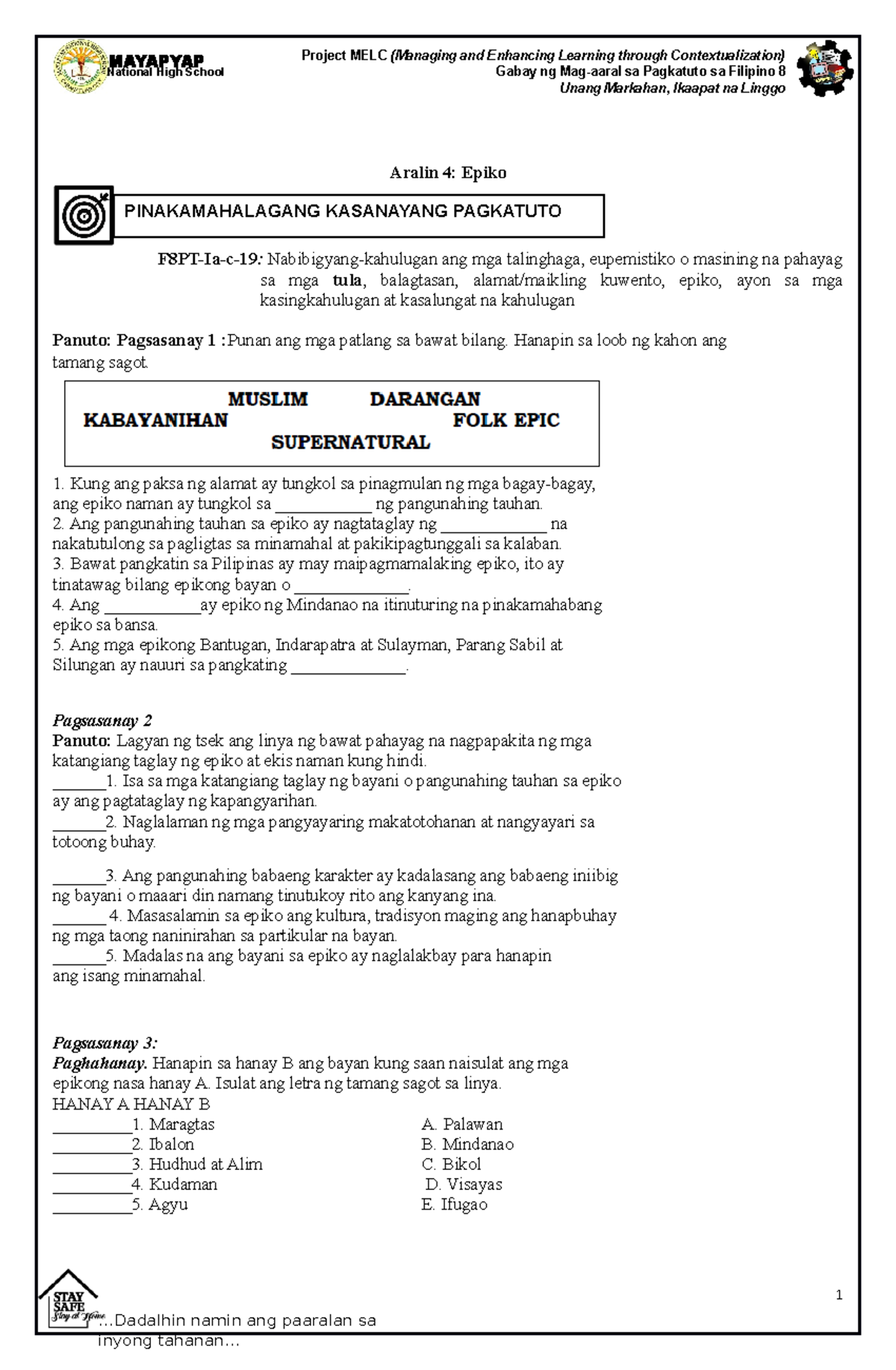 F8PT-Ia-c-19: Module Week 4 - Epiko Sample Worksheet - Studocu