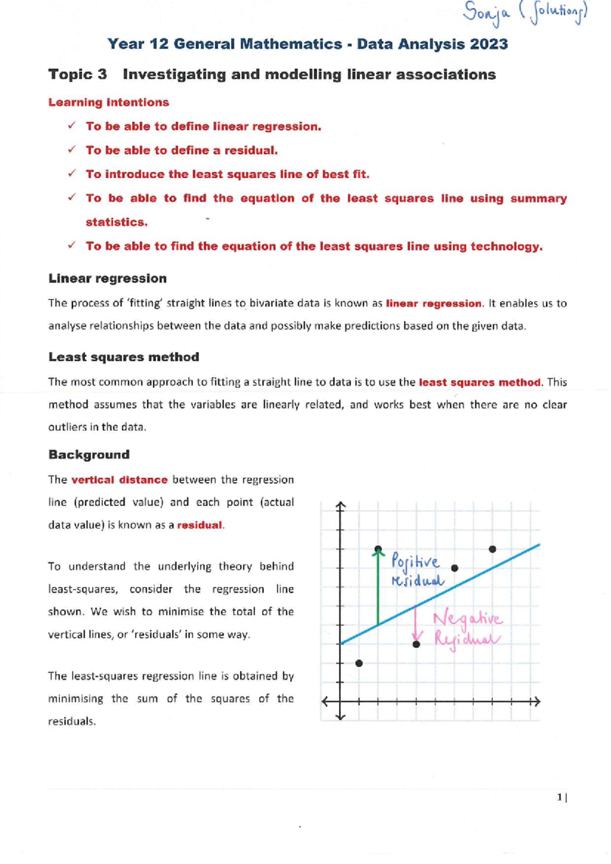 Year 12 General Mathematics (03) - Linear Regression and Data Analysis ...