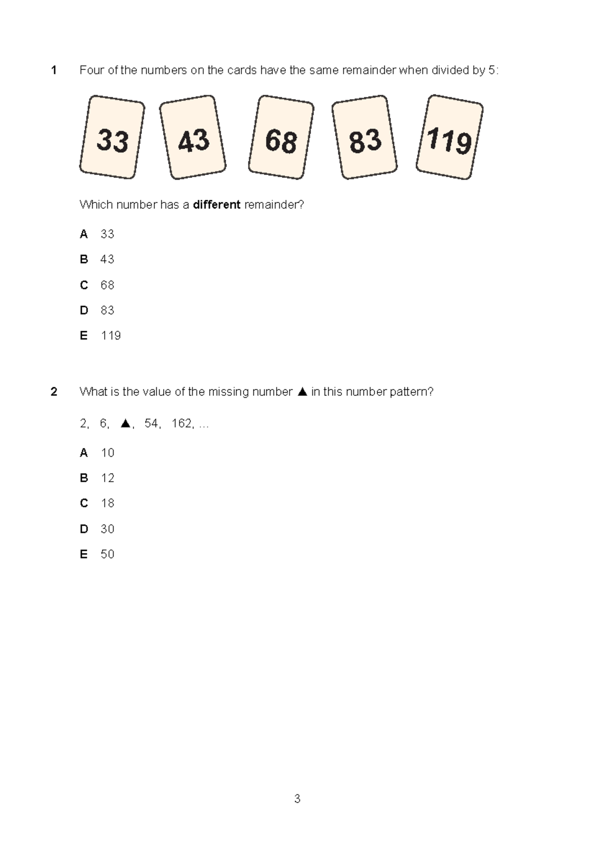 Math 2 - Practice Worksheets for Selective Math Skills and Questions ...