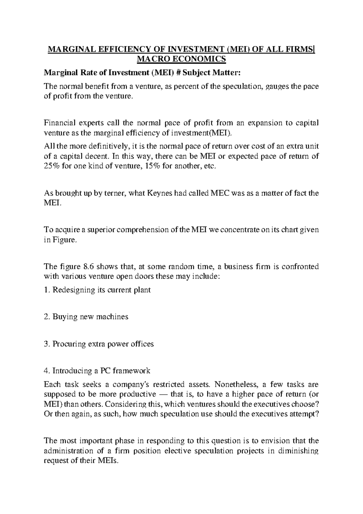 Understanding Marginal Efficiency of Investment (MEI) in Macro ...