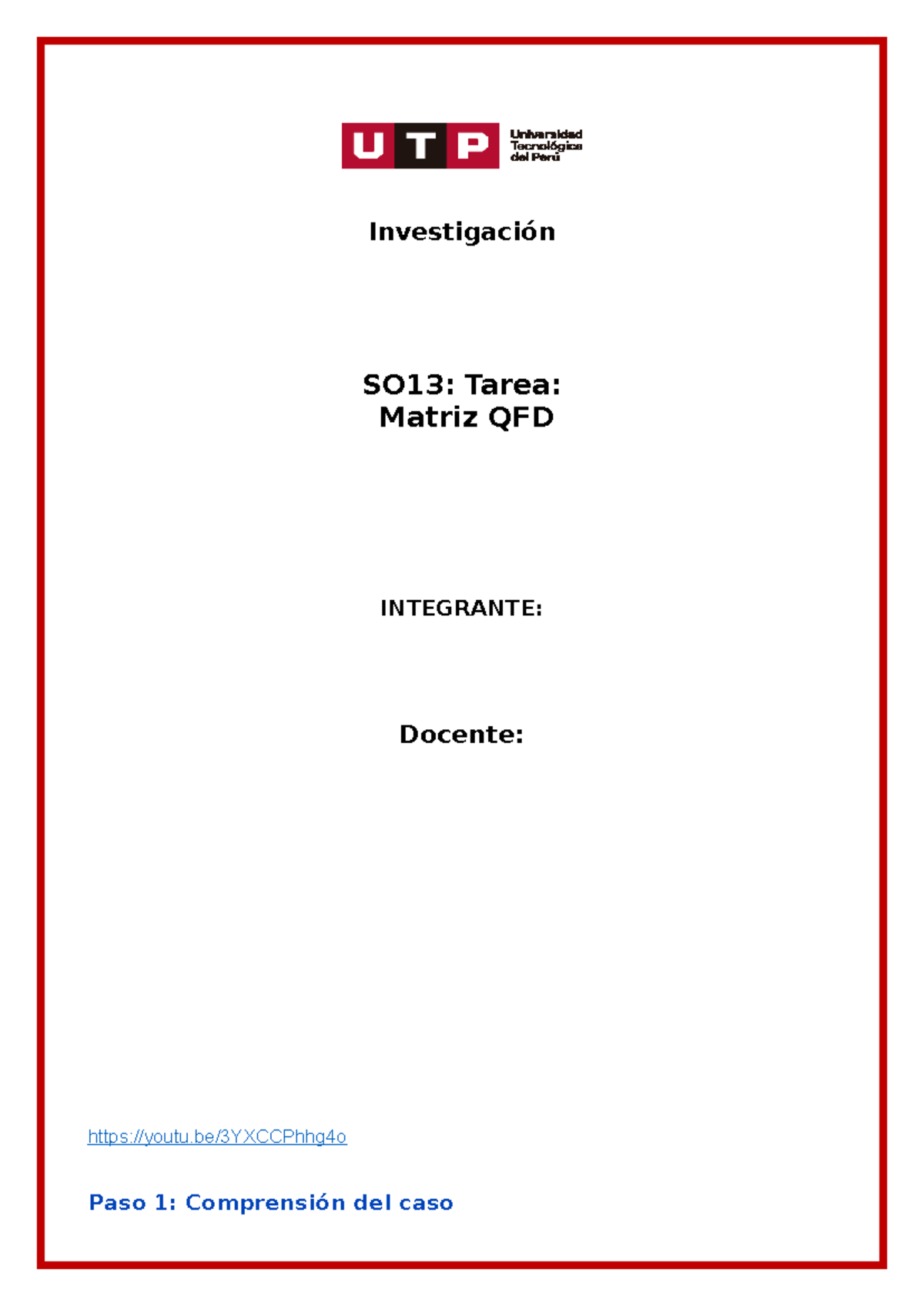SO13: Matriz QFD - Análisis de Voz del Cliente y del Fabricante - Studocu