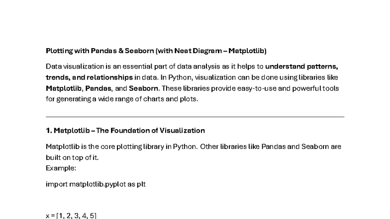 Plotting with Pandas & Seaborn - Data Visualization Techniques - Studocu
