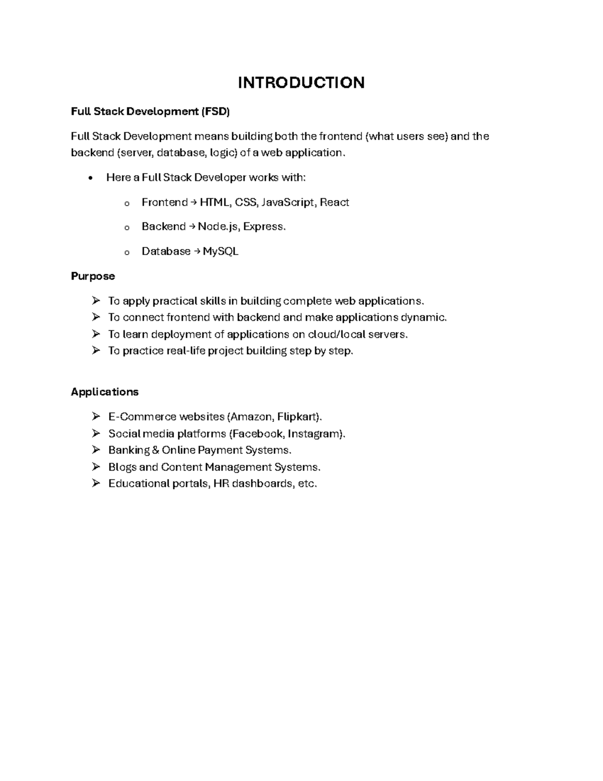 FSD II - Introduction to Full Stack Development Concepts - Studocu