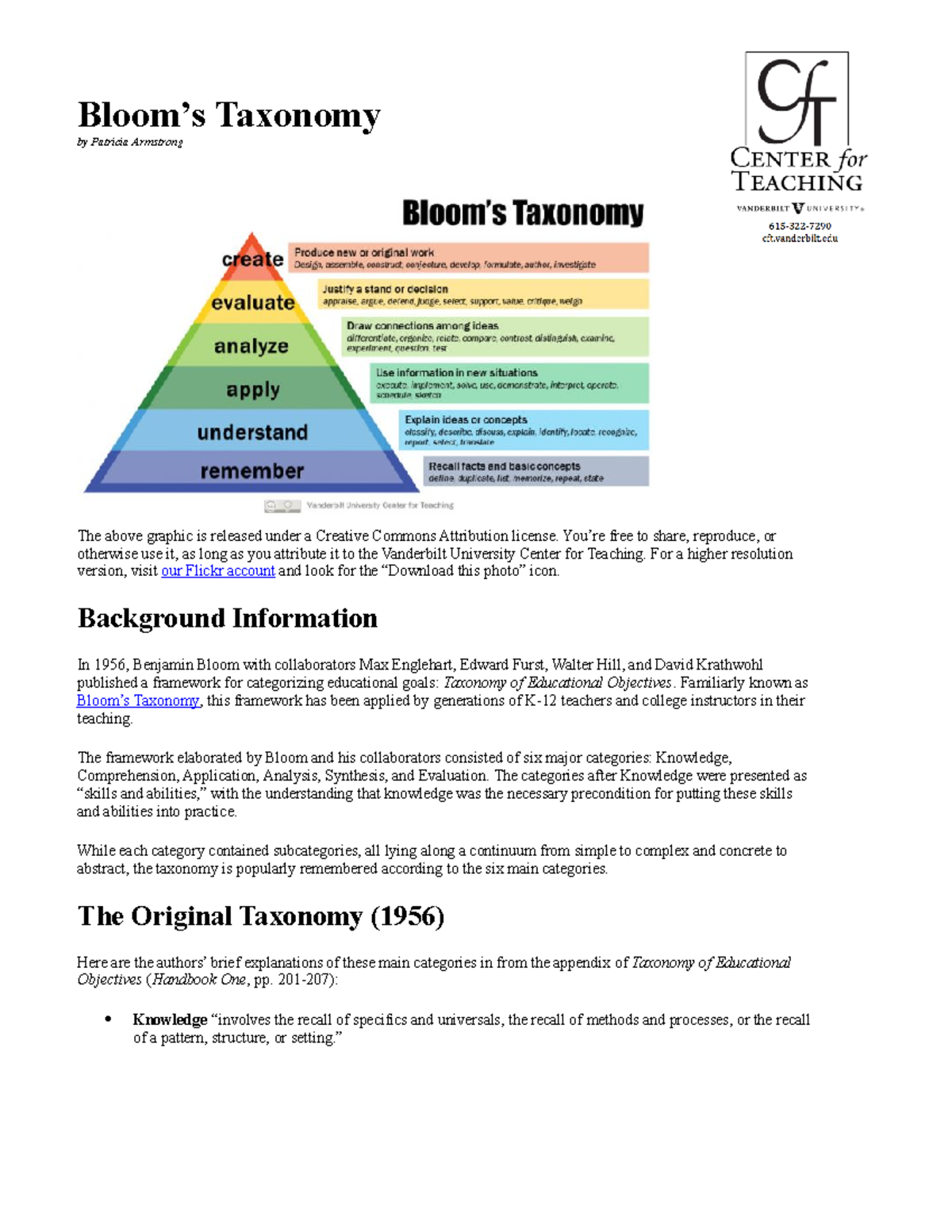 Blooms-Taxonomy - latest - Bloom’s Taxonomy by Patricia Armstrong The ...