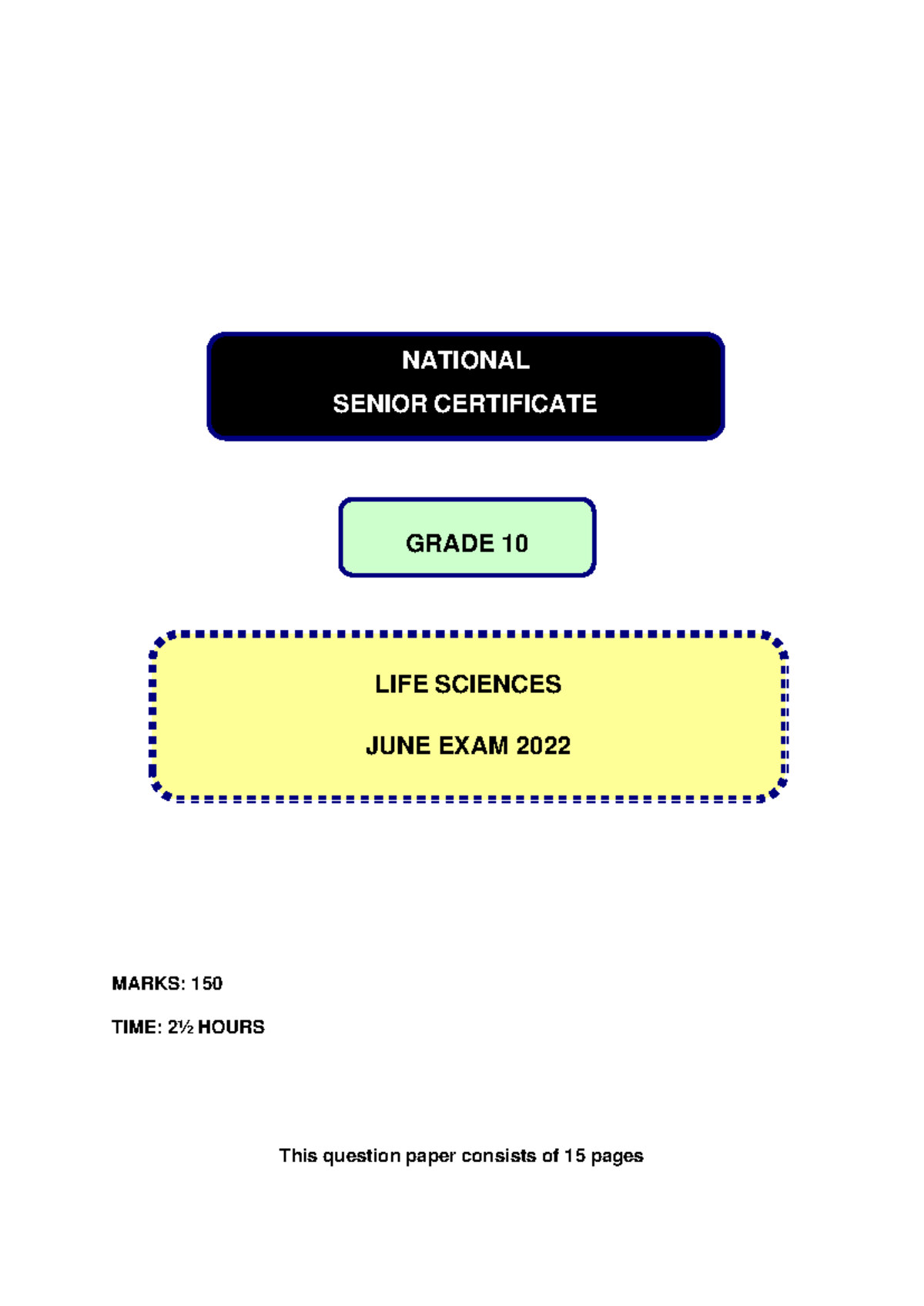 2022 LP Life Sciences Grade 10 June Exam Question Paper - Studocu