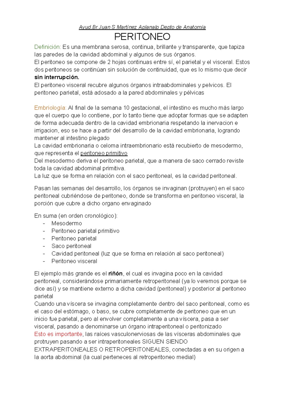 Anatomía del Peritoneo: Estructura y Funciones Esenciales - Studocu