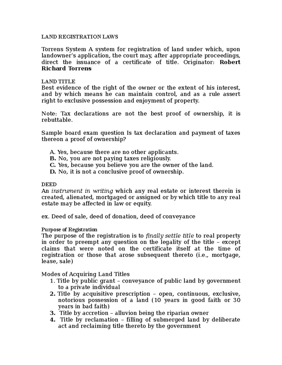 LAND Registration Laws: Understanding the Torrens System and Its ...