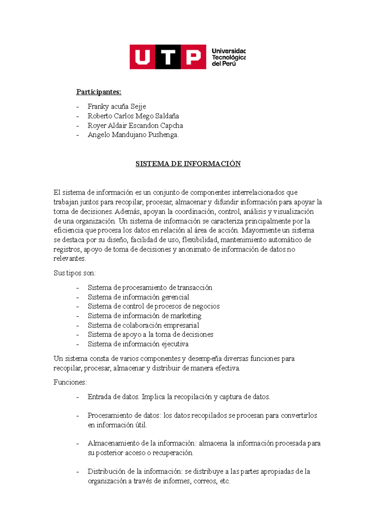 Trabajo de tic exponer - ffsafasfasfasfasf - Participantes: Franky ...