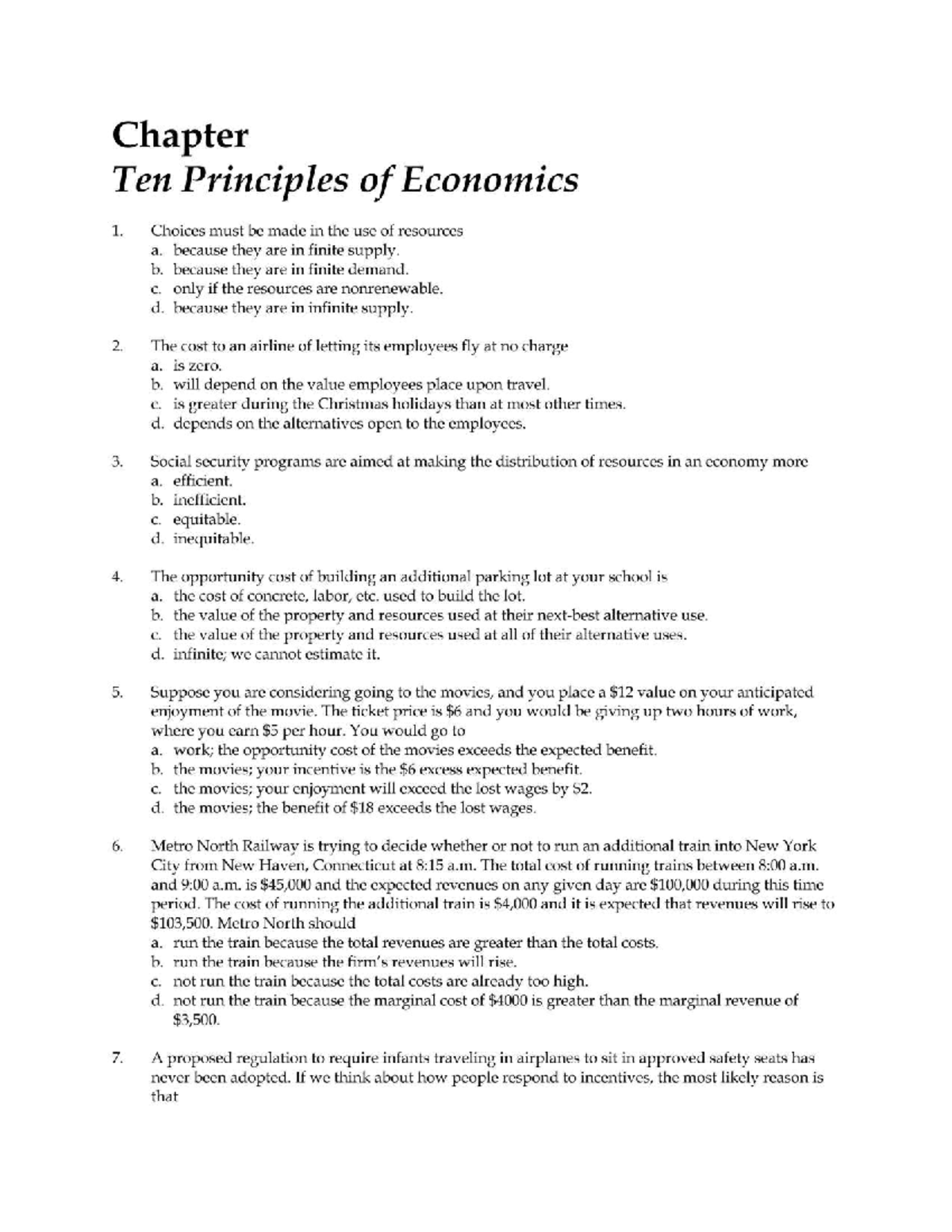 Chapter 10: Principles of Economics 1 - Key Concepts and Insights - Studocu