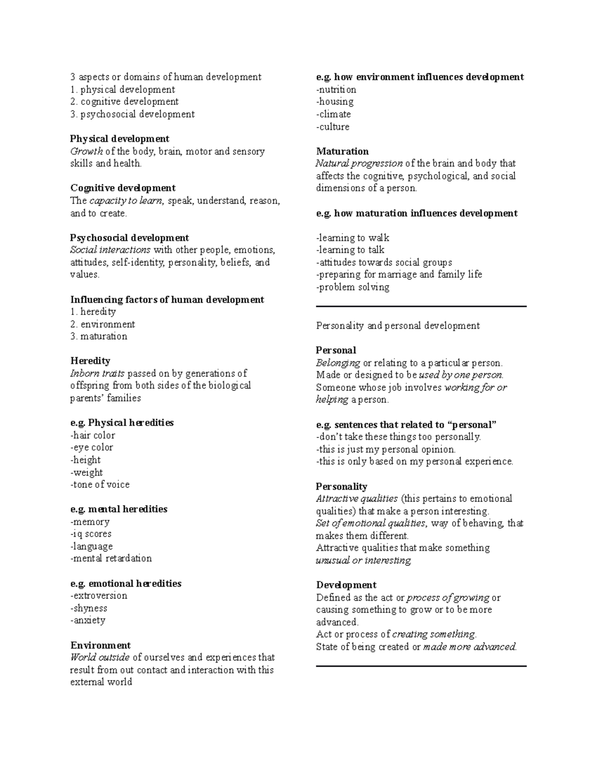 Human Development Review: Key Domains and Influencing Factors - Studocu