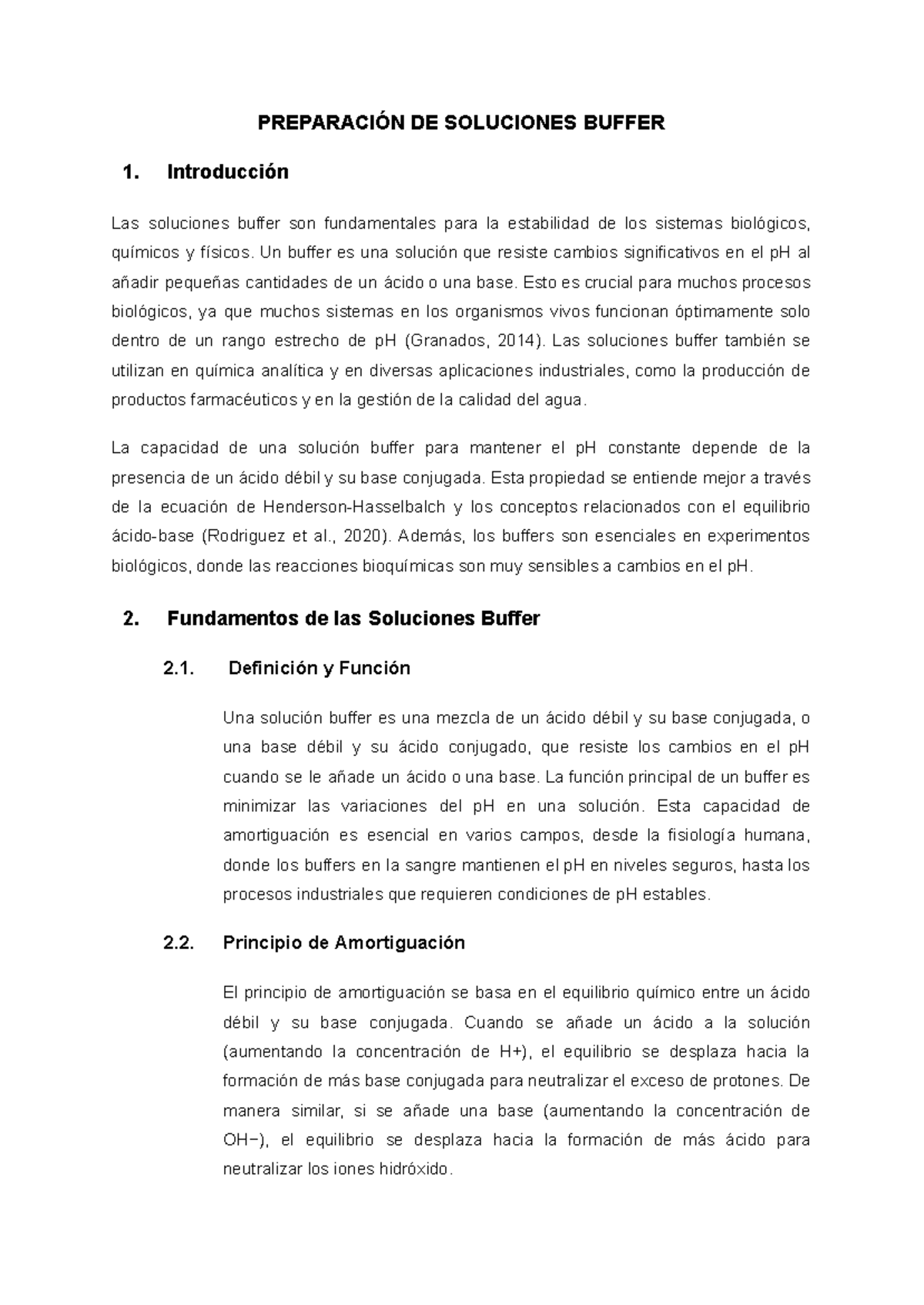 Preparación de Soluciones Buffer: Conceptos y Aplicaciones - Studocu